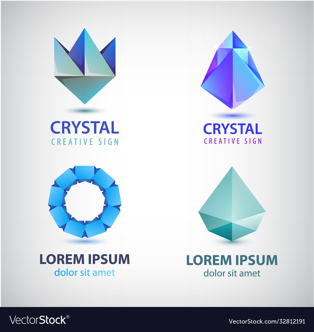 Collection geometric polygon logos Royalty Free Vector Image