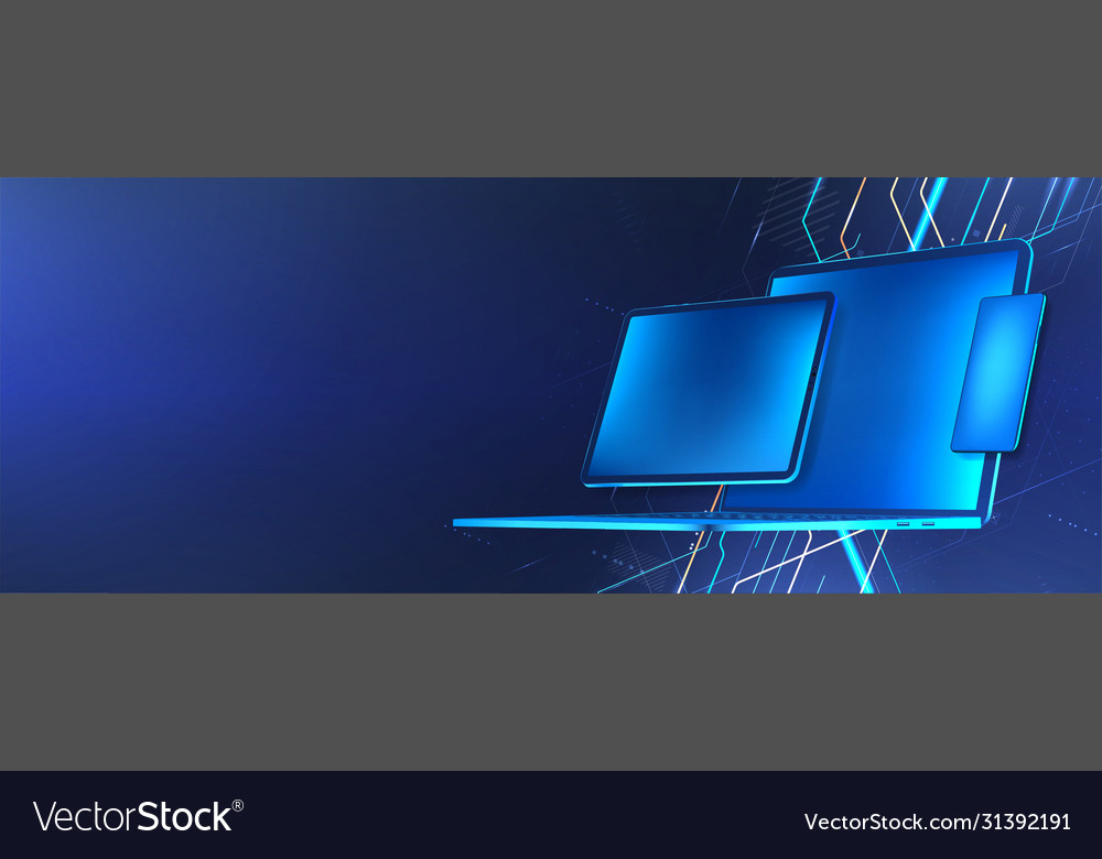 Digital tech concept blue gadgets Royalty Free Vector Image