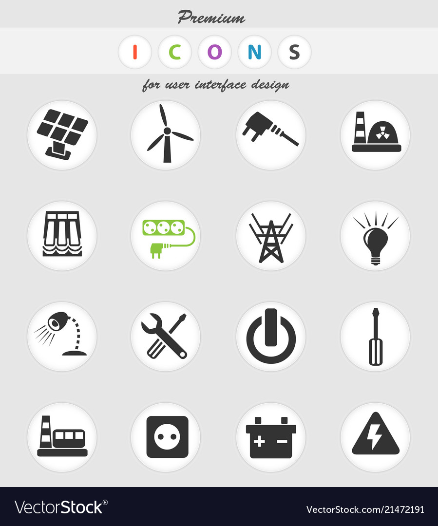 Electricity icon set Royalty Free Vector Image