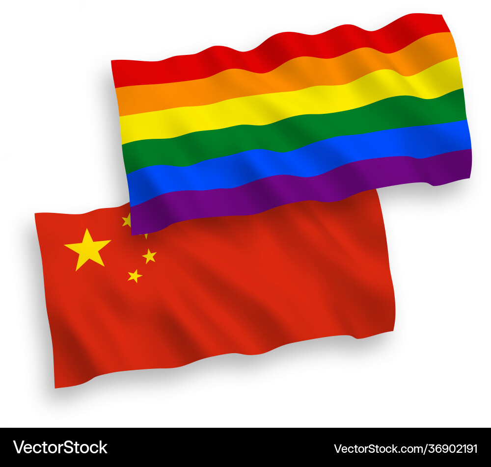 Flags rainbow gay pride and china on a white Vector Image