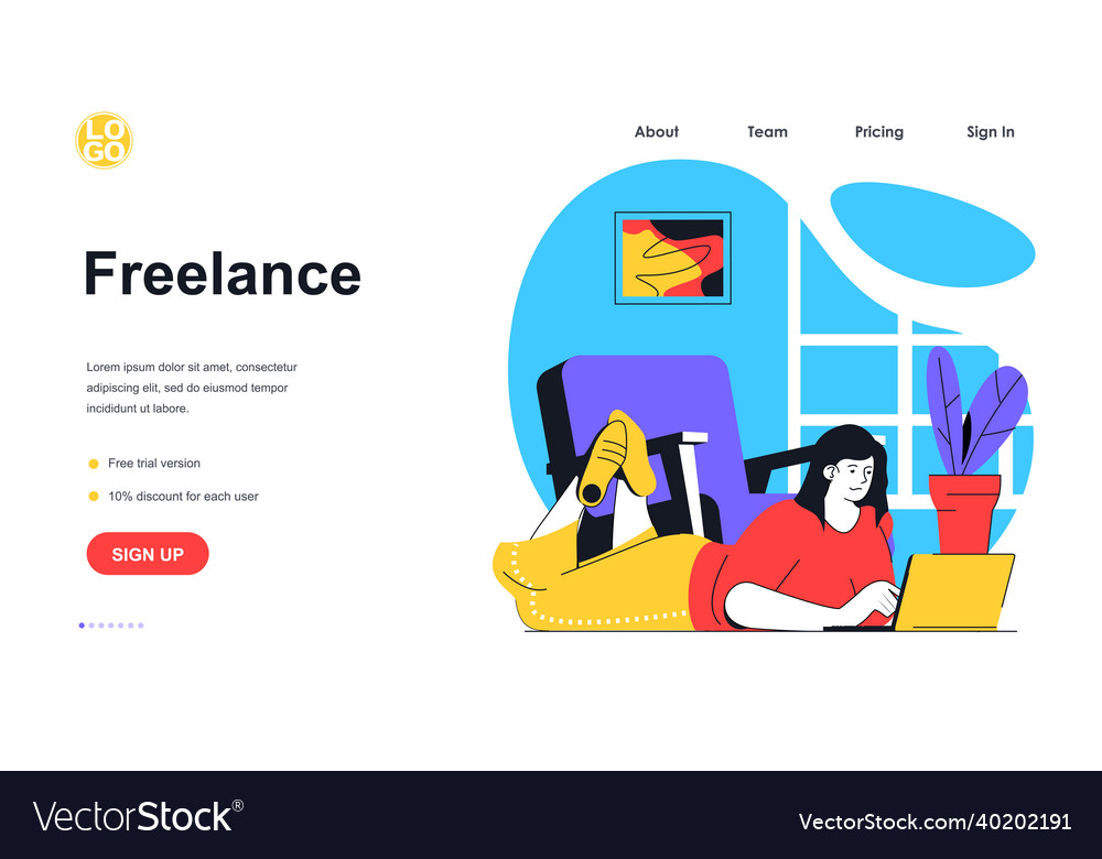 Freelance working web banner concept Royalty Free Vector