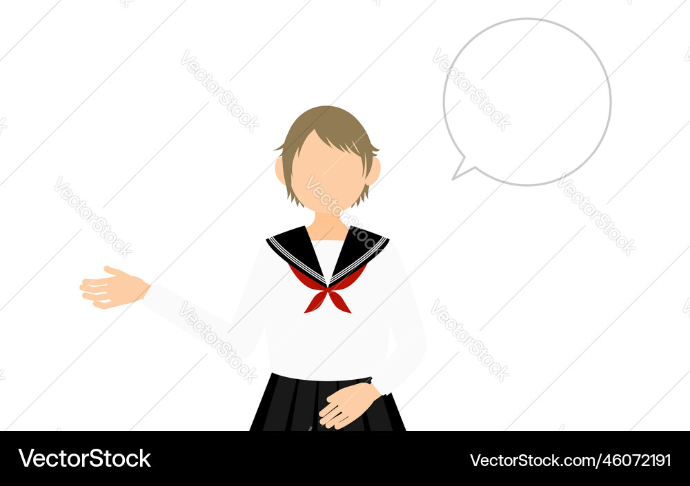 Girl wearing white school sailor uniform talk Vector Image