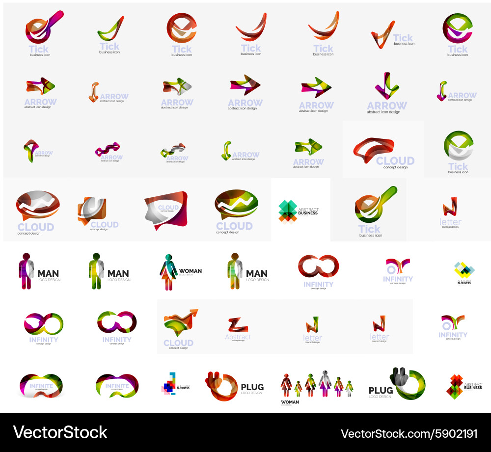 Large corporate company logo collection Universal Vector Image