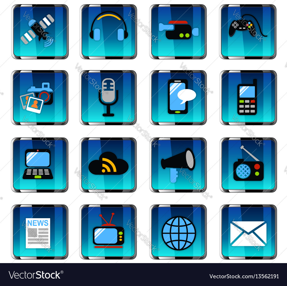 Media icon set Royalty Free Vector Image - VectorStock
