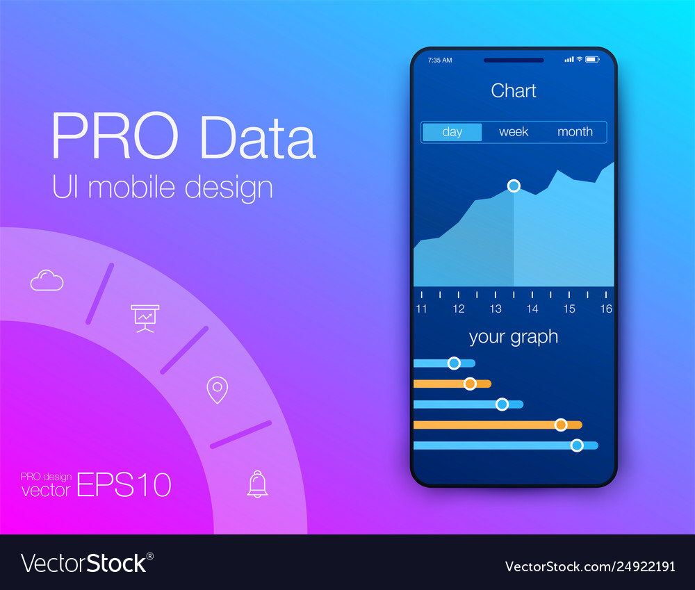 Mobile phone application for analytics stock Vector Image