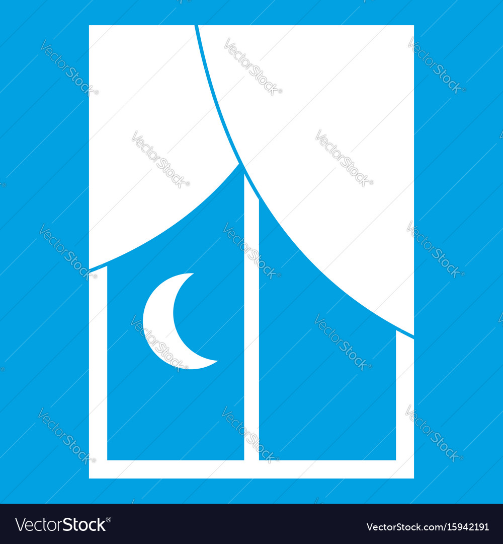 Nightly window icon white Royalty Free Vector Image