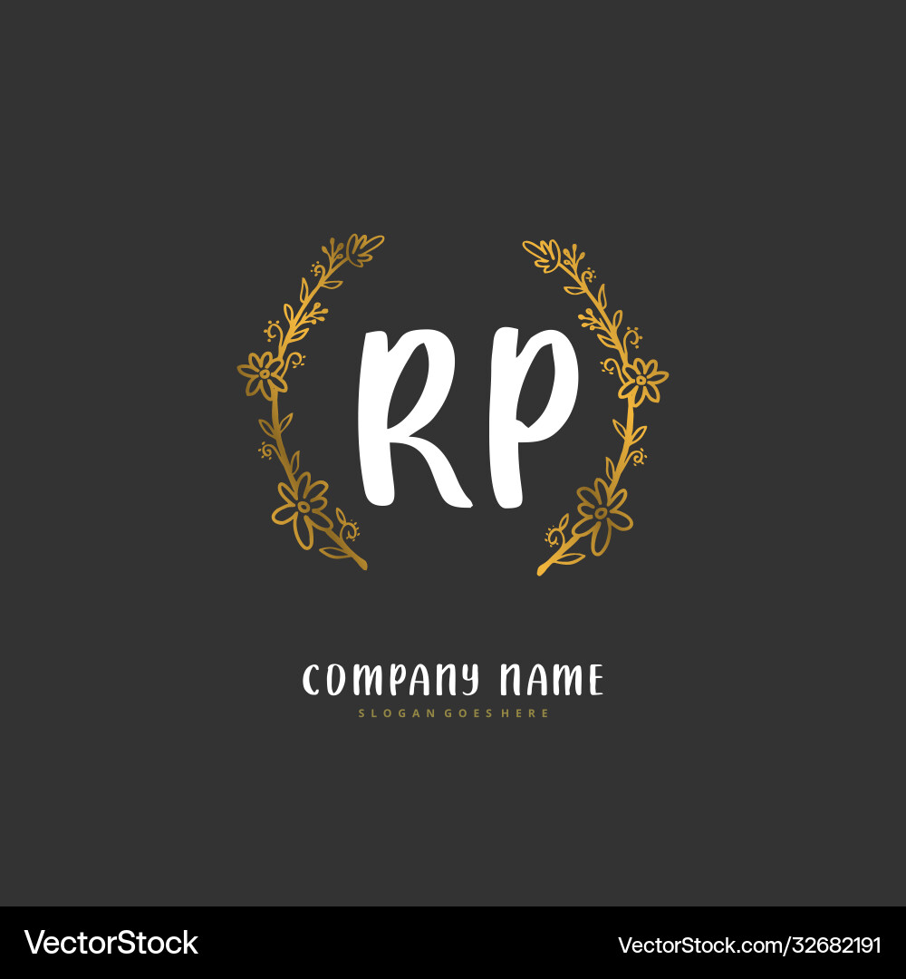 R p rp initial handwriting and signature logo Vector Image