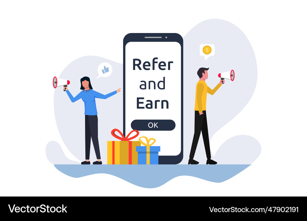 Refer and earn concept business partnership Vector Image