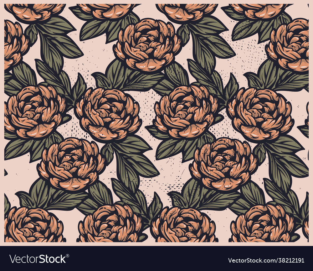 Seamless vintage pattern with peony flowers Vector Image