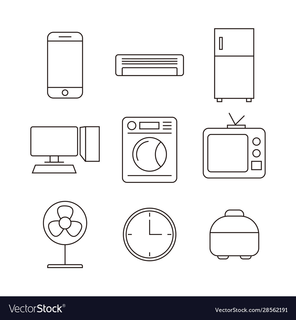 Set electronic icon household tools Royalty Free Vector