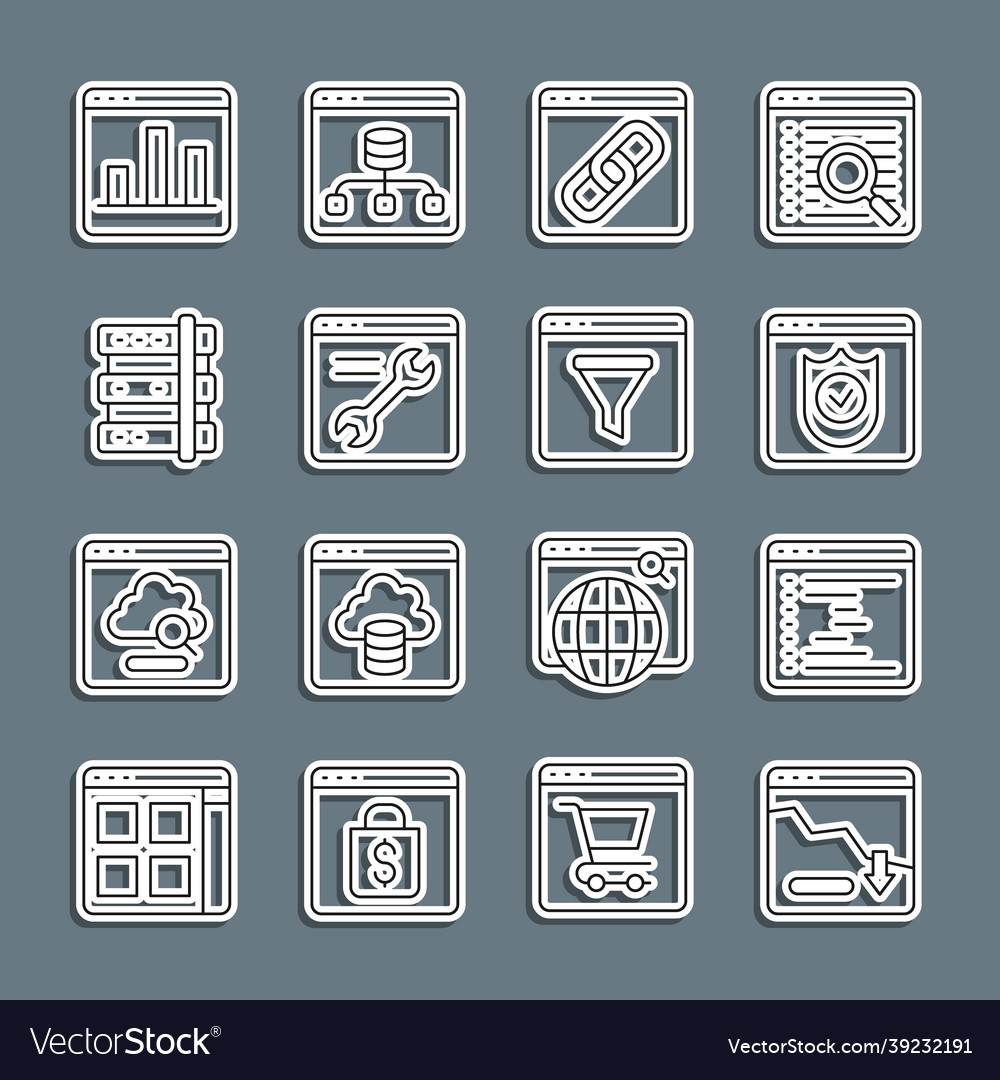 Set line financial growth decrease browser window Vector Image