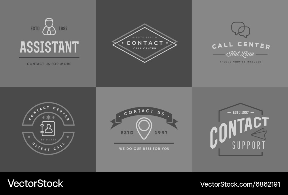 Set of contact us service elements and assistance Vector Image