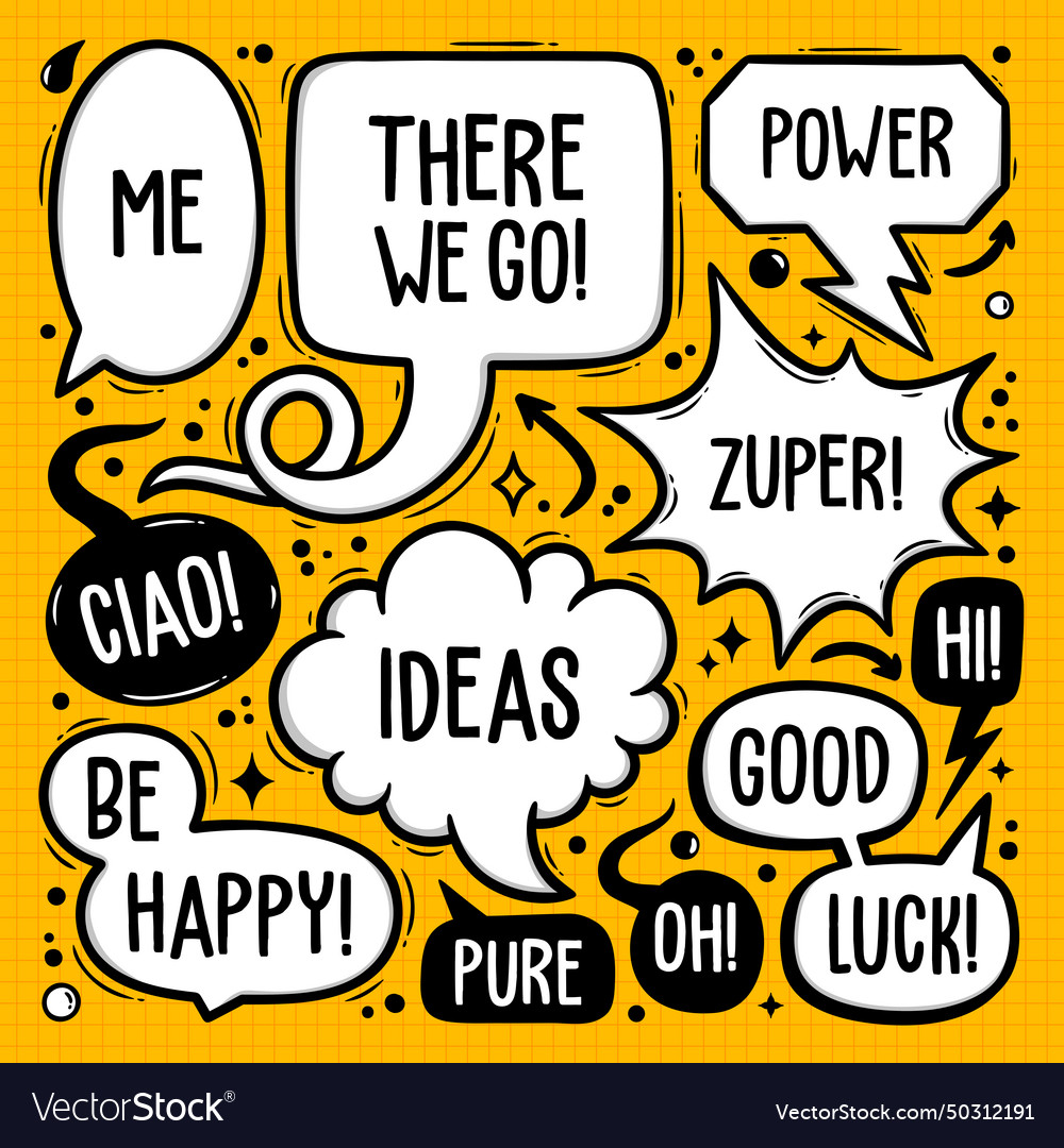 Speech bubbles doodle hand drawn collection Vector Image