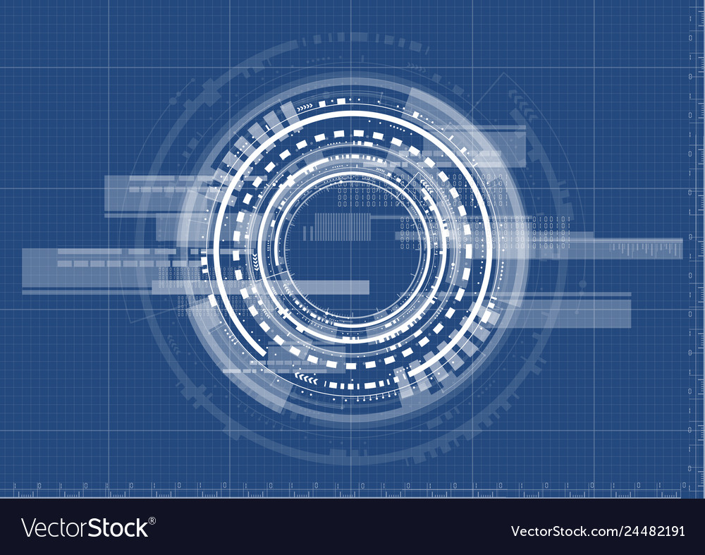 Technological interface future system blueprint Vector Image