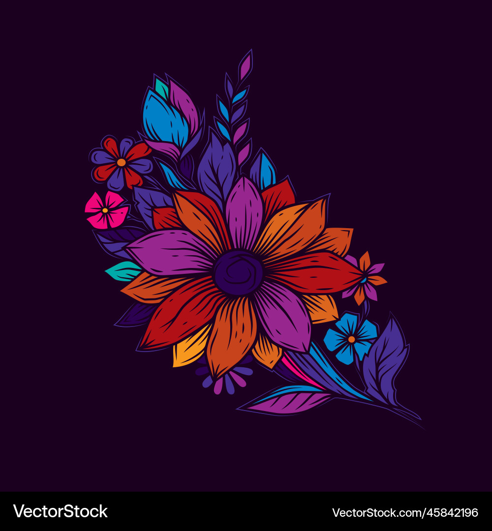 A bright bouquet of flowers Royalty Free Vector Image