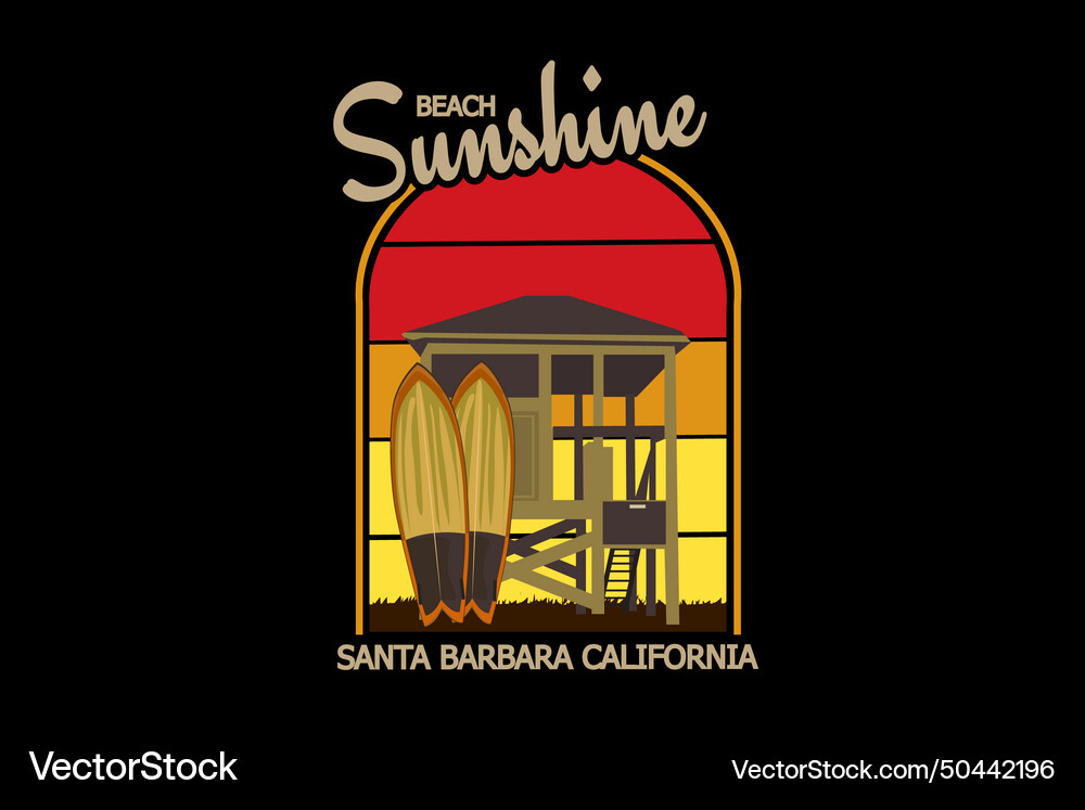 Beach sunshine santa barbara california design Vector Image