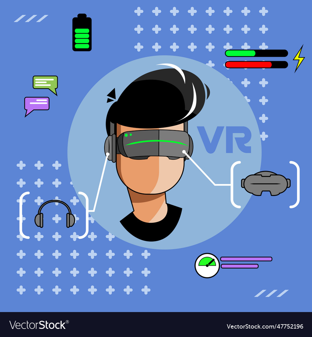 Boy with vr interface Royalty Free Vector Image