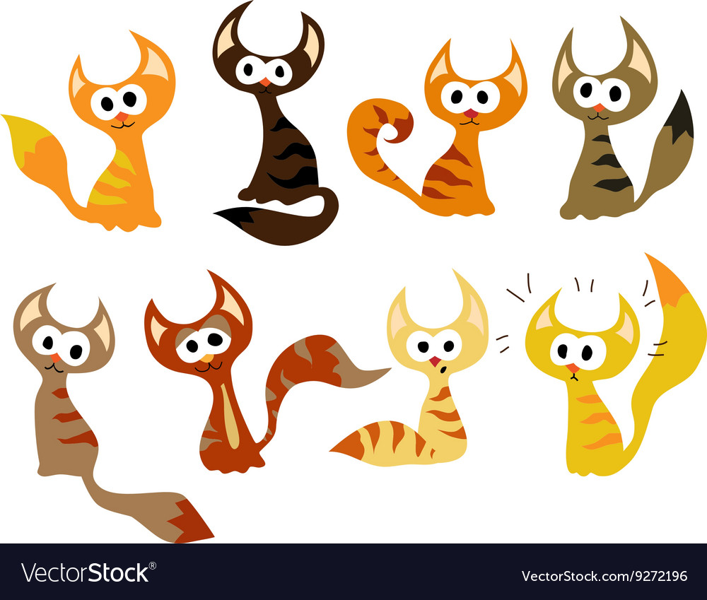 Cartoon cat set Royalty Free Vector Image - VectorStock