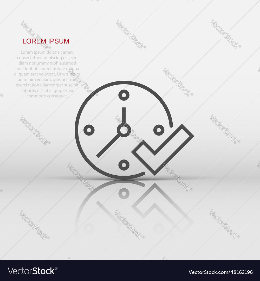 Clock check mark icon in flat style timer Vector Image