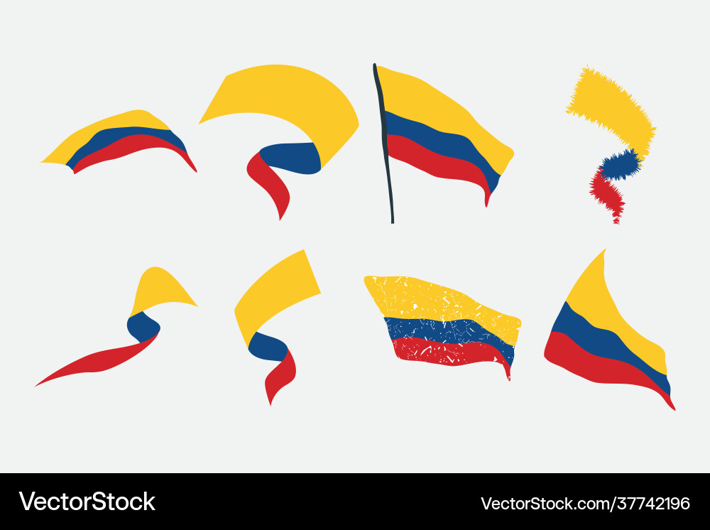 Colombia Flag Set Royalty Free Vector Image Vectorstock