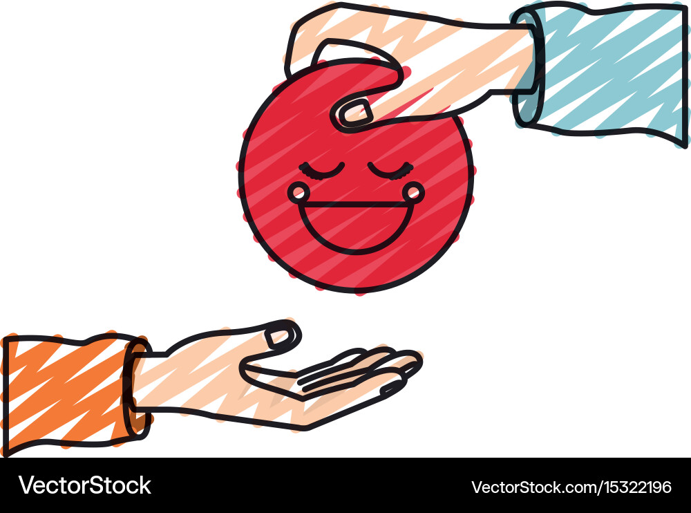 Color crayon silhouette palm human holding a red Vector Image