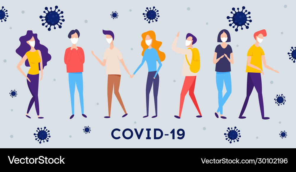 Covid19-19 novel coronavirus people in white Vector Image