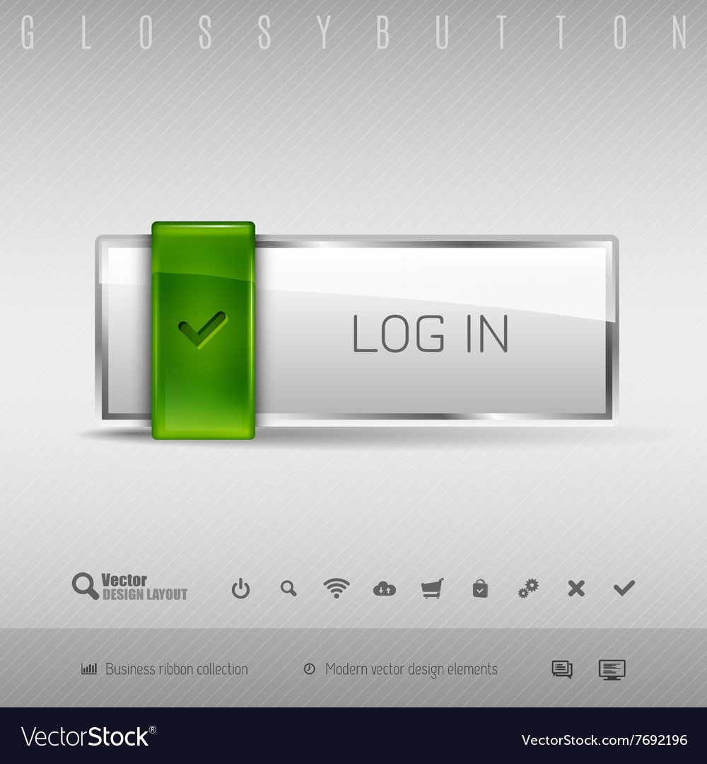 Design elements green and gray glossy button Vector Image