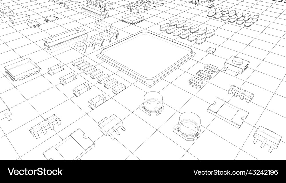 Electric circuit board various chips Royalty Free Vector