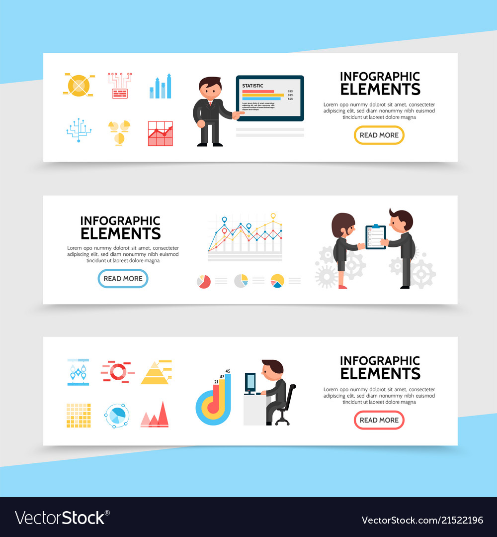 Flat infographic horizontal banners Royalty Free Vector
