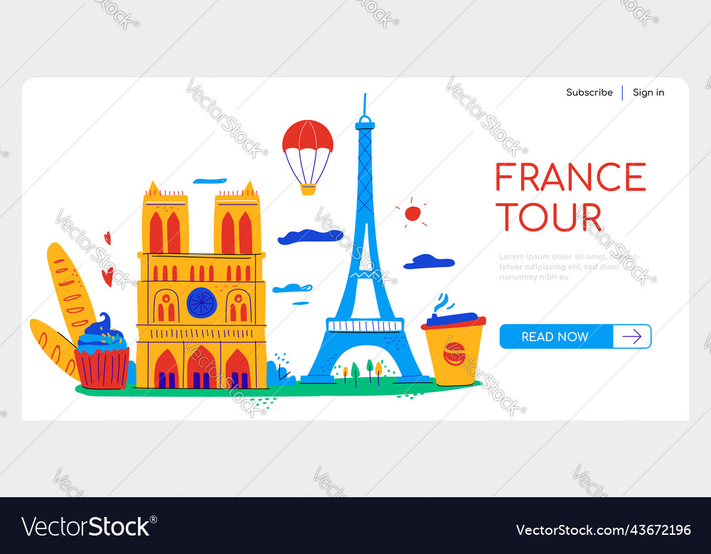 France tour and vacation - flat design style Vector Image