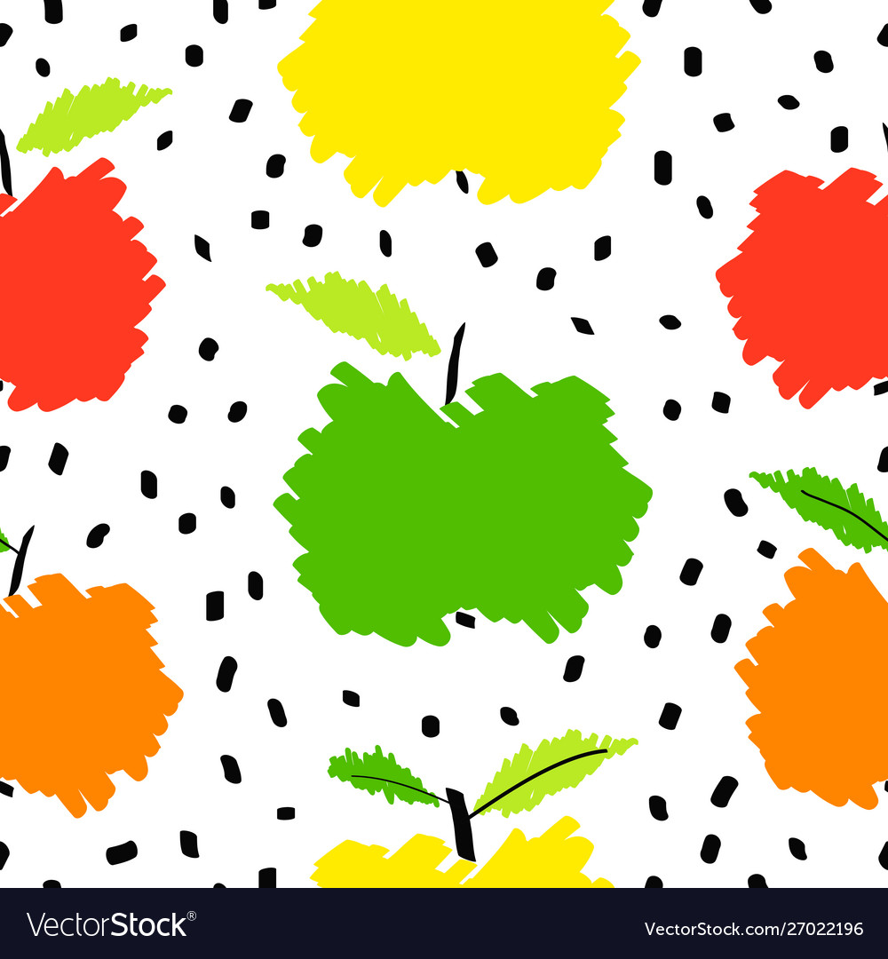 Fresh Apple Fruit Seamless Pattern Abstract Vector Image