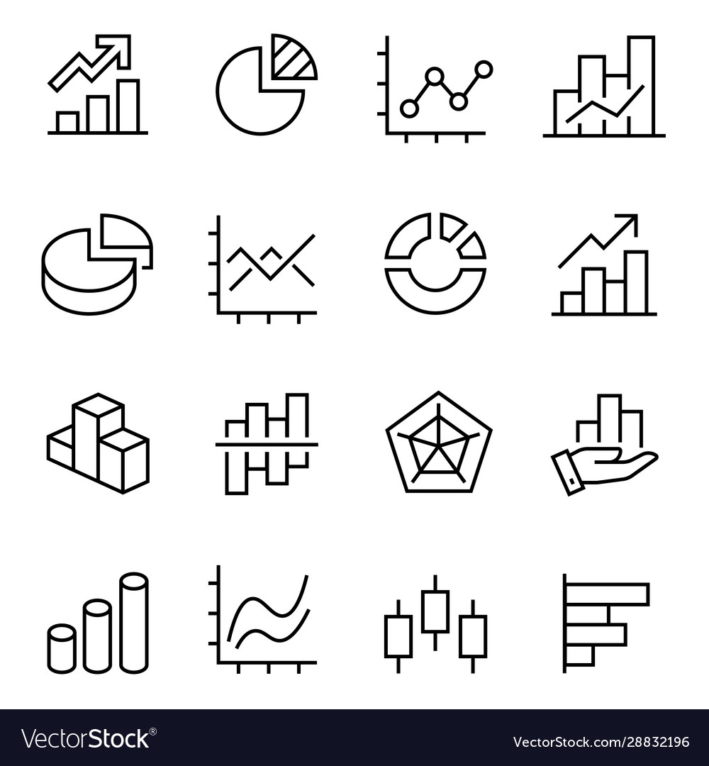 Graphic and statistics icons set editable Vector Image