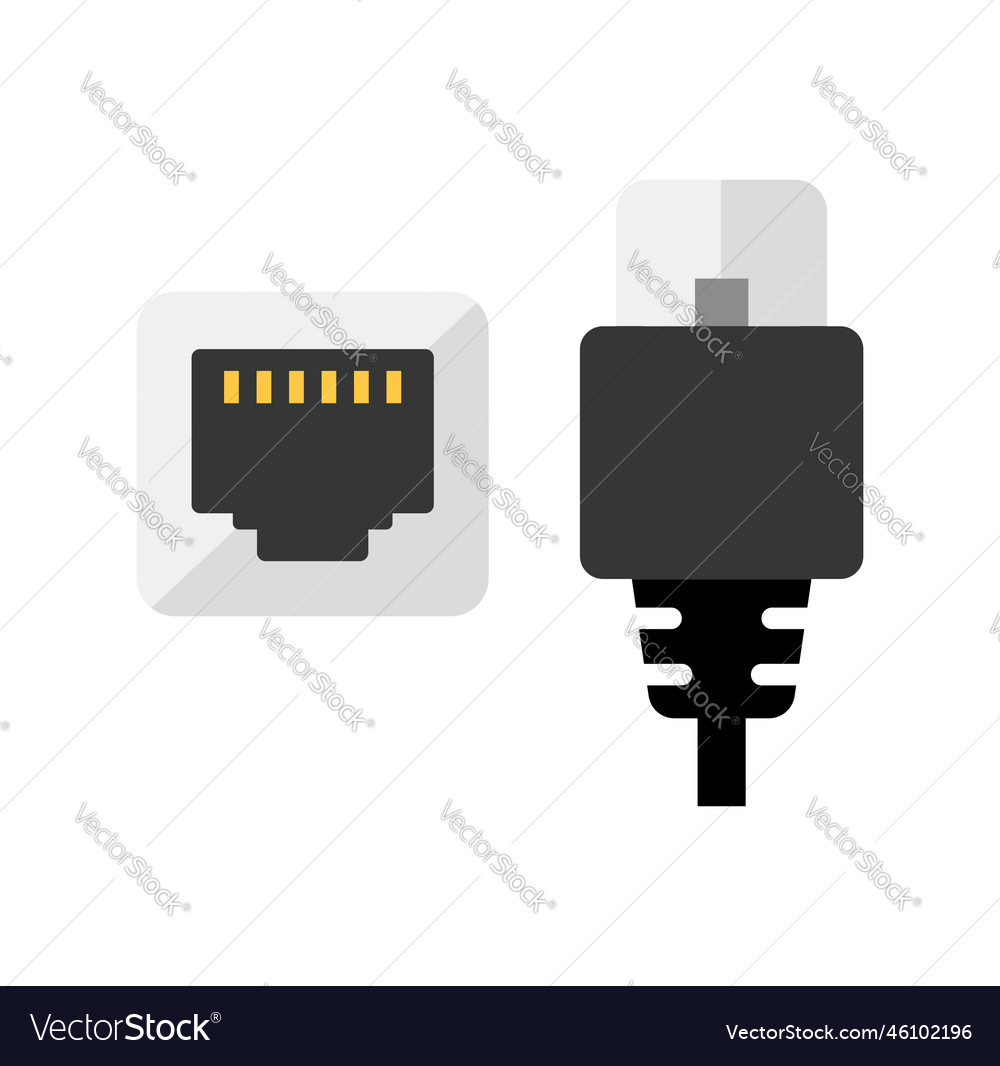 Lan cable and connector plug icon Royalty Free Vector Image