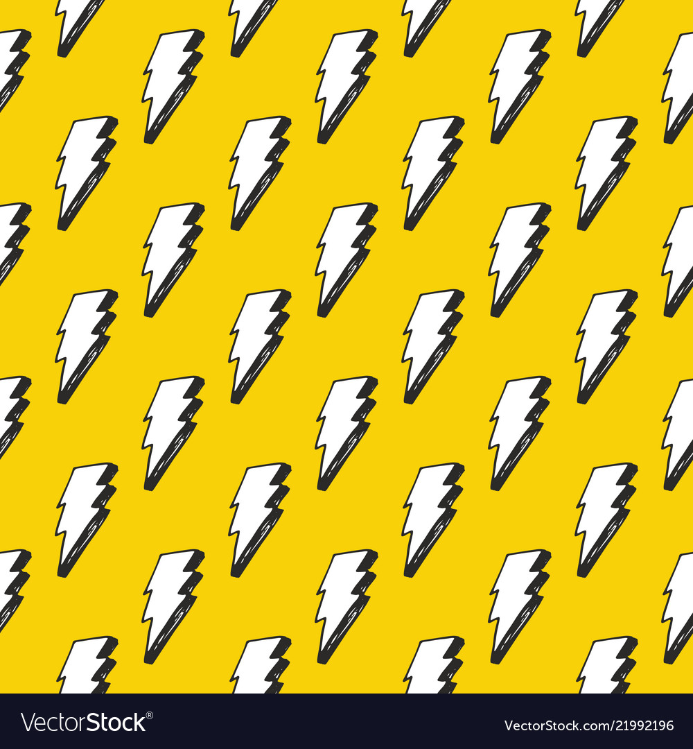 Lightning seamless pattern hand drawn sketched Vector Image