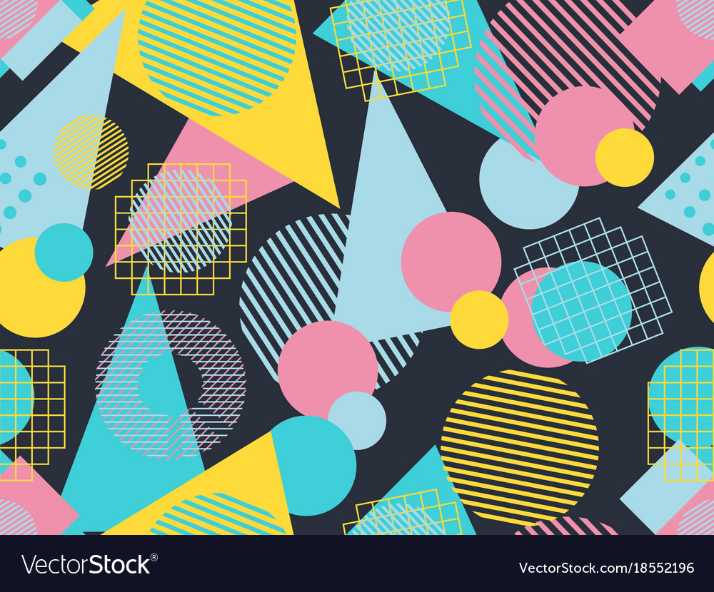 Memphis seamless pattern geometric elements Vector Image
