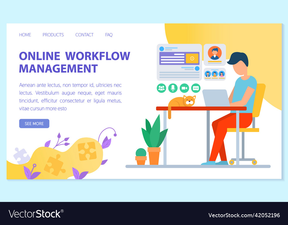 Online workflow management networking concept Vector Image Online workflow management networking concept Vector Image
