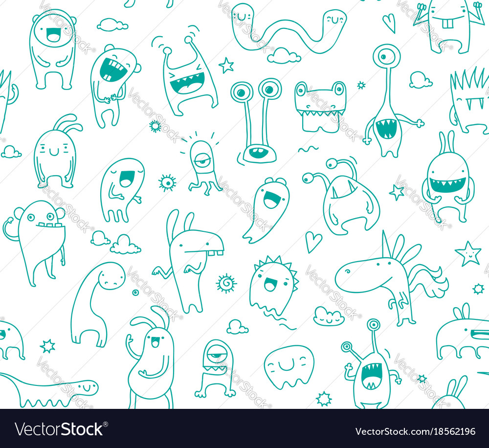 Seamless monster pattern Royalty Free Vector Image