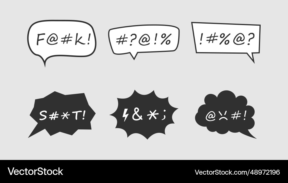 Set of swear speech bubbles isolated on gray Vector Image
