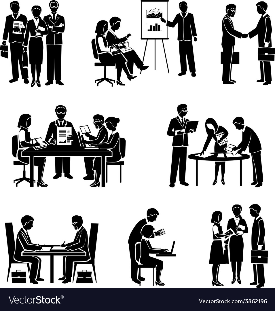 Teamwork Icons Black Royalty Free Vector Image