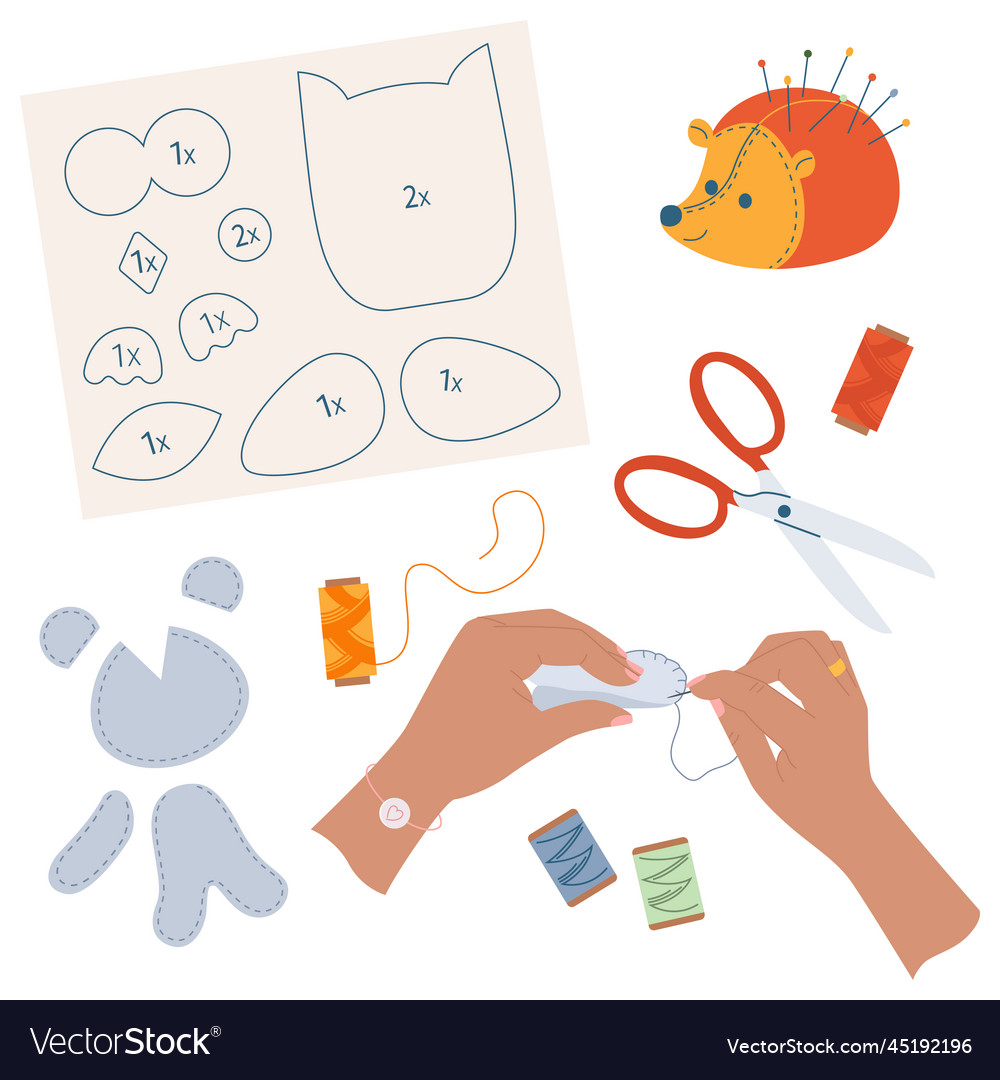 Toys hands craft composition Royalty Free Vector Image