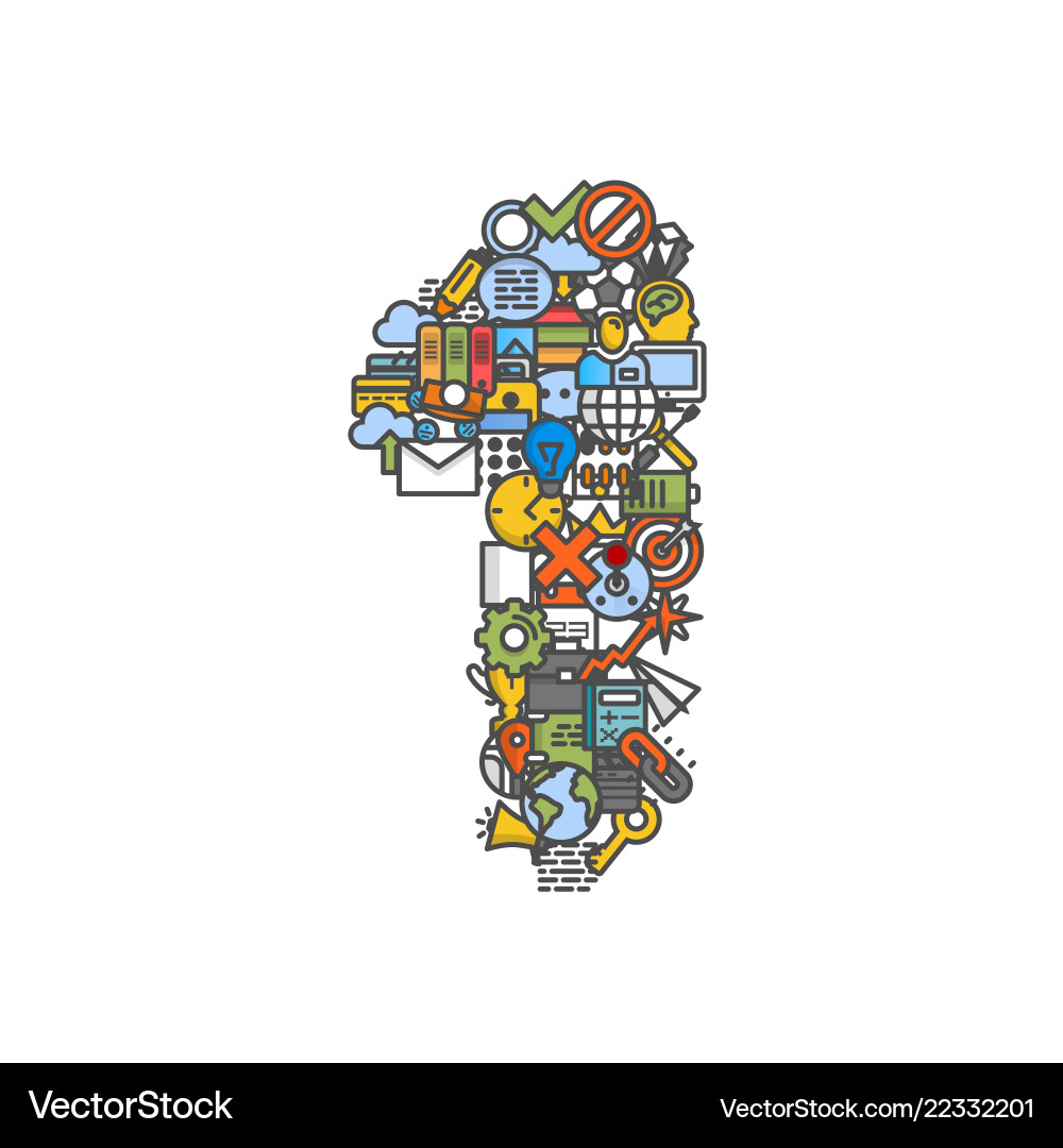 A set phone icons shaped as one number Royalty Free Vector