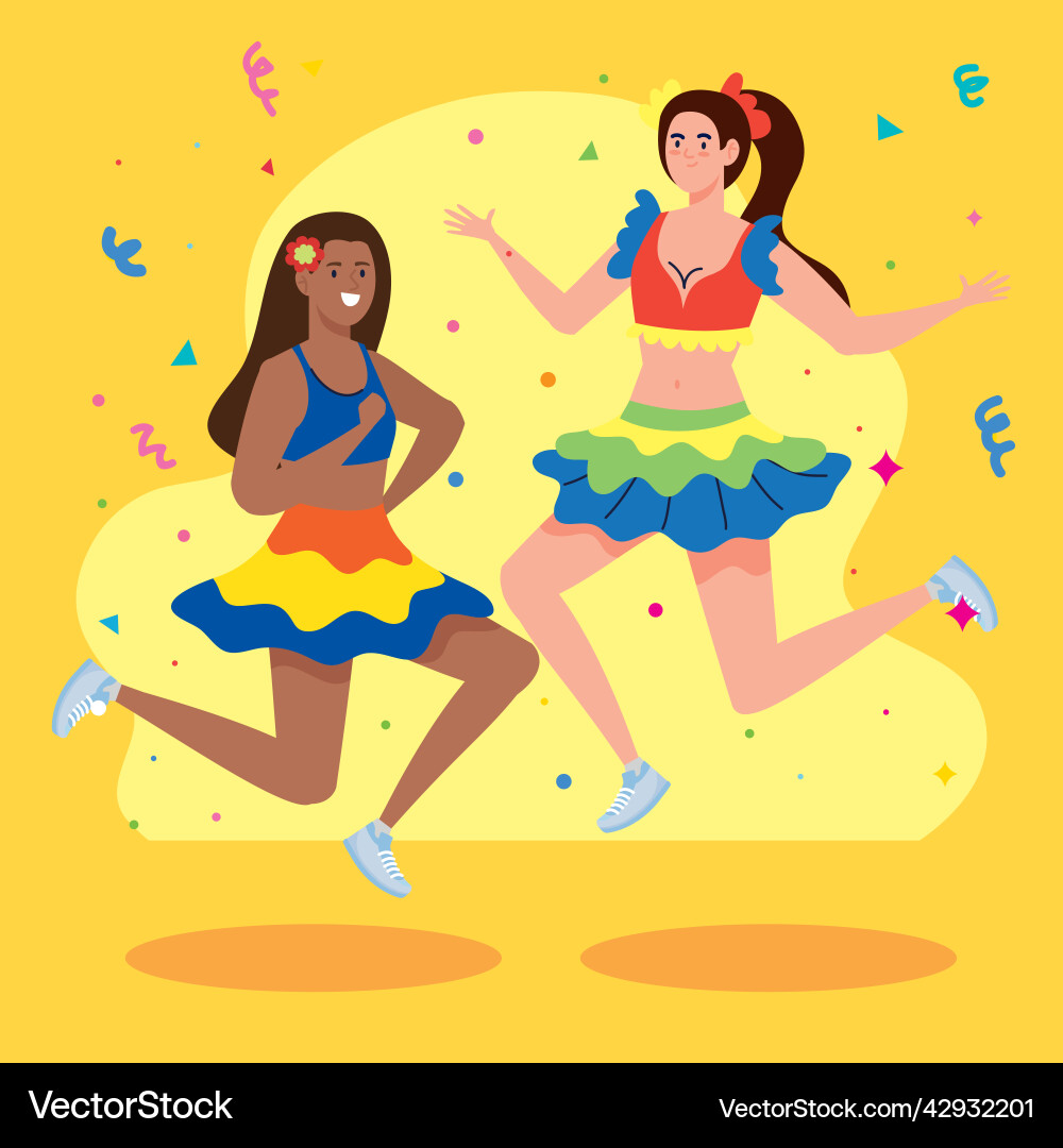 Brazilian girls dancing Royalty Free Vector Image