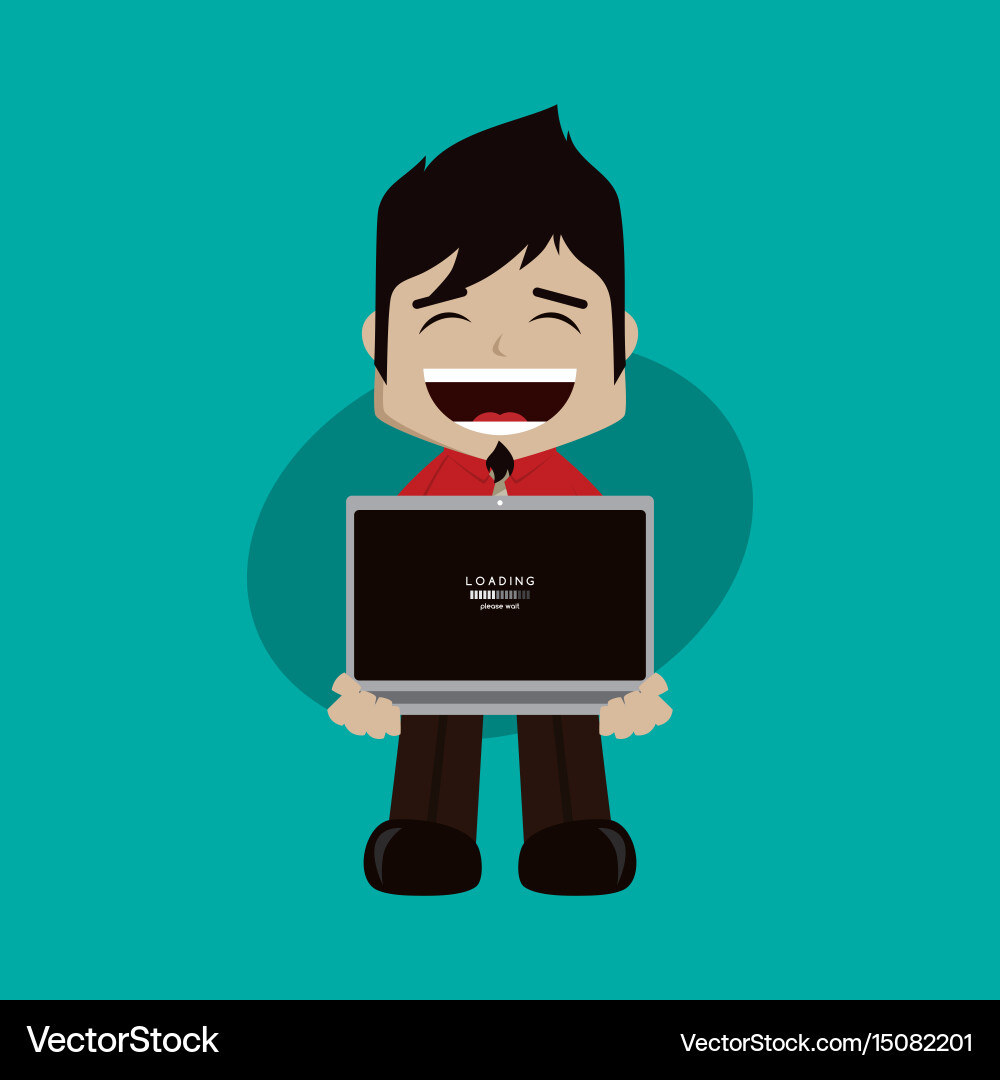 Businessman manager at work holding laptop Vector Image