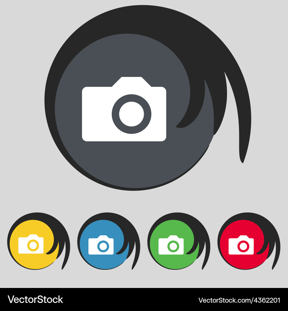 Digital photo camera icon sign symbol on five Vector Image