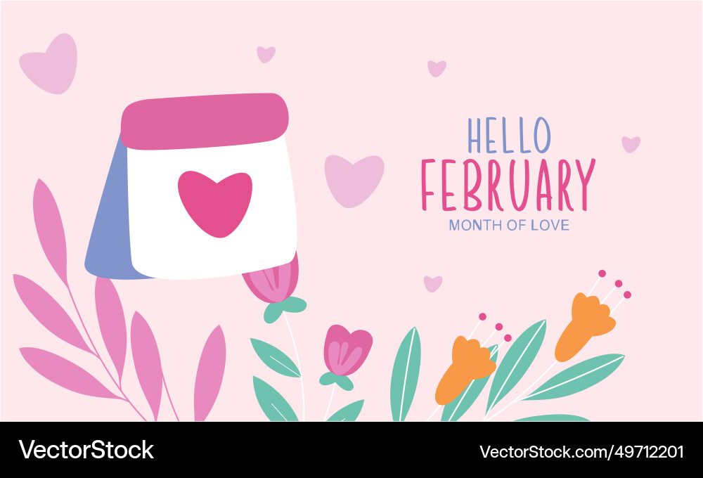February month of love background Royalty Free Vector Image