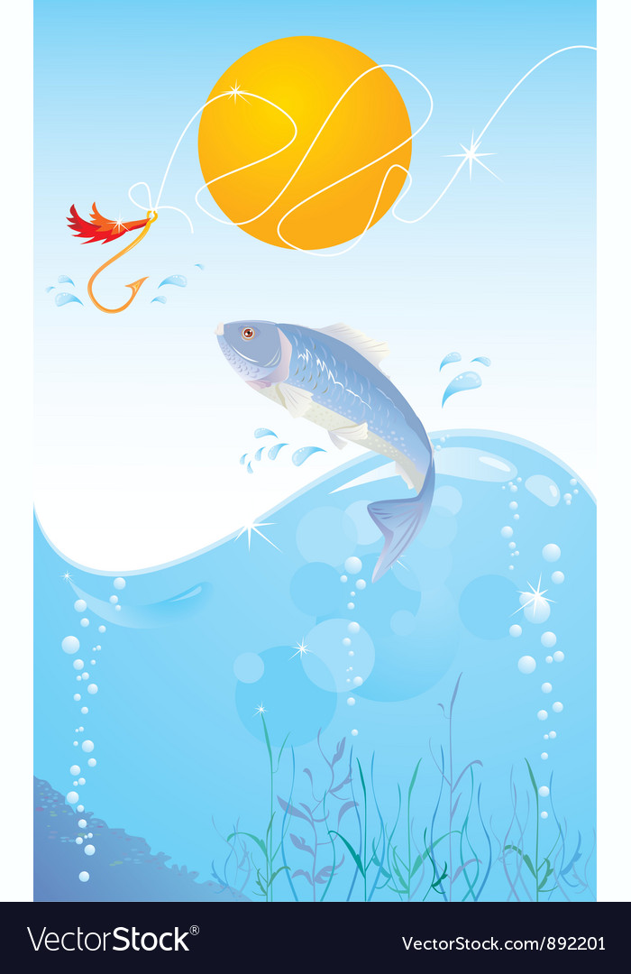 Fish and hook Royalty Free Vector Image - VectorStock