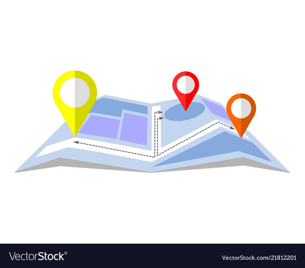 Flat gps location pointer on map Royalty Free Vector Image