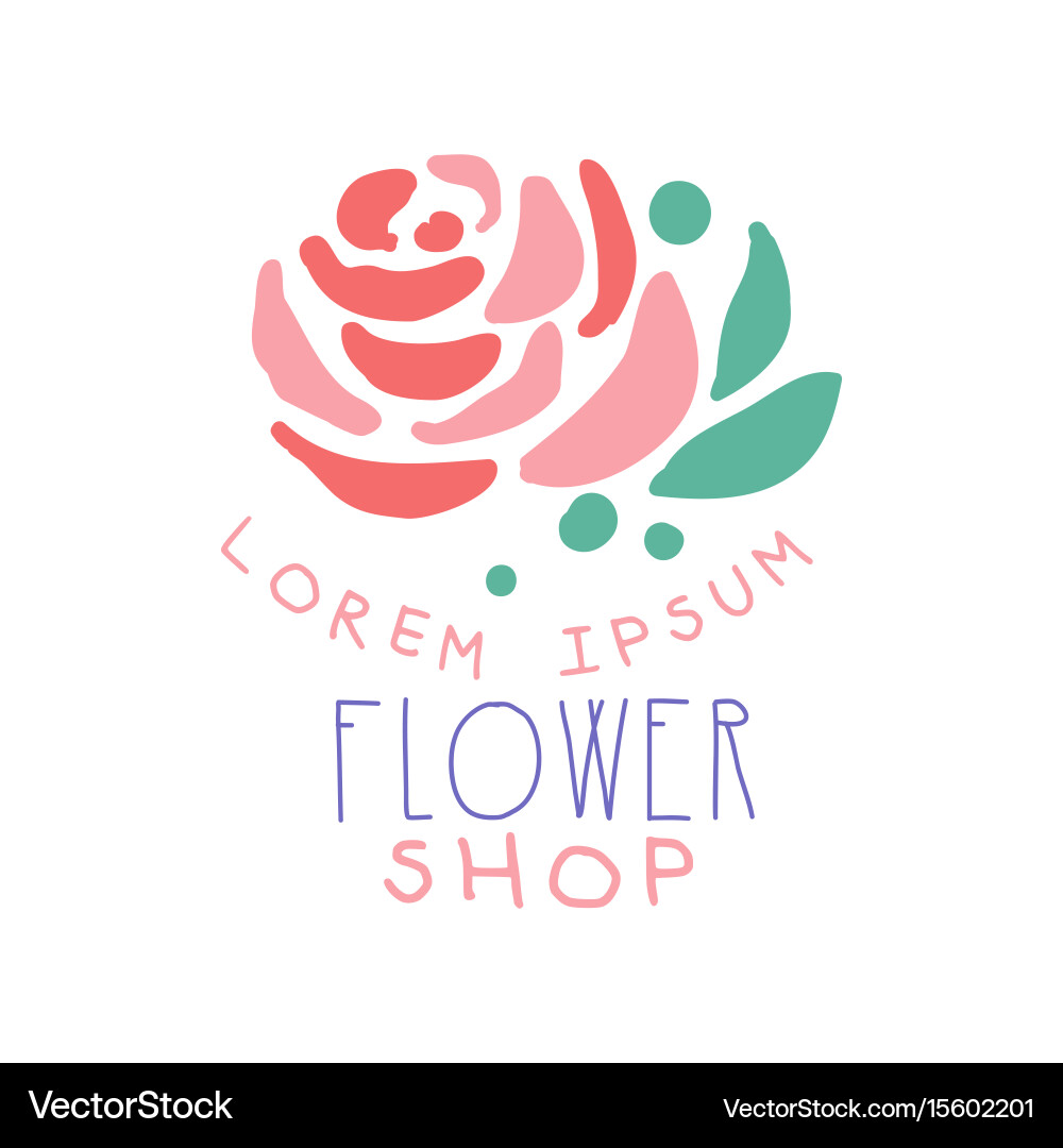 Flower shop logo template with rose hand Vector Image