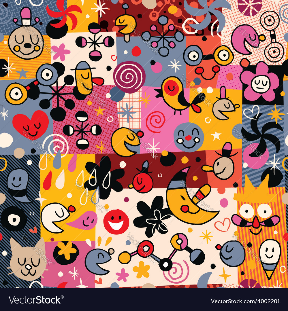Fun cartoon pattern 5 Royalty Free Vector Image