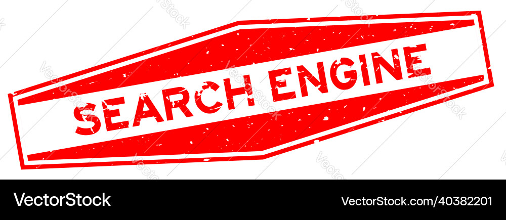 Grunge red search engine word hexagon rubber seal Vector Image